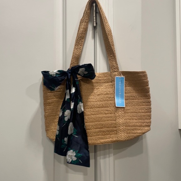 Draper James | Bags | Draper James Straw Bag With Floral Scarf | Poshmark